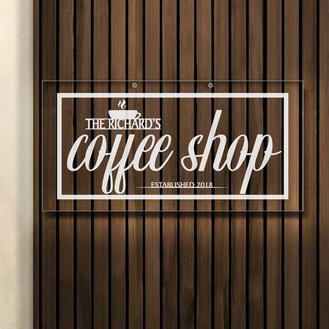 Personalized Clear Acrylic Coffee Bar Sign, Custom Coffee Shop Sign ...