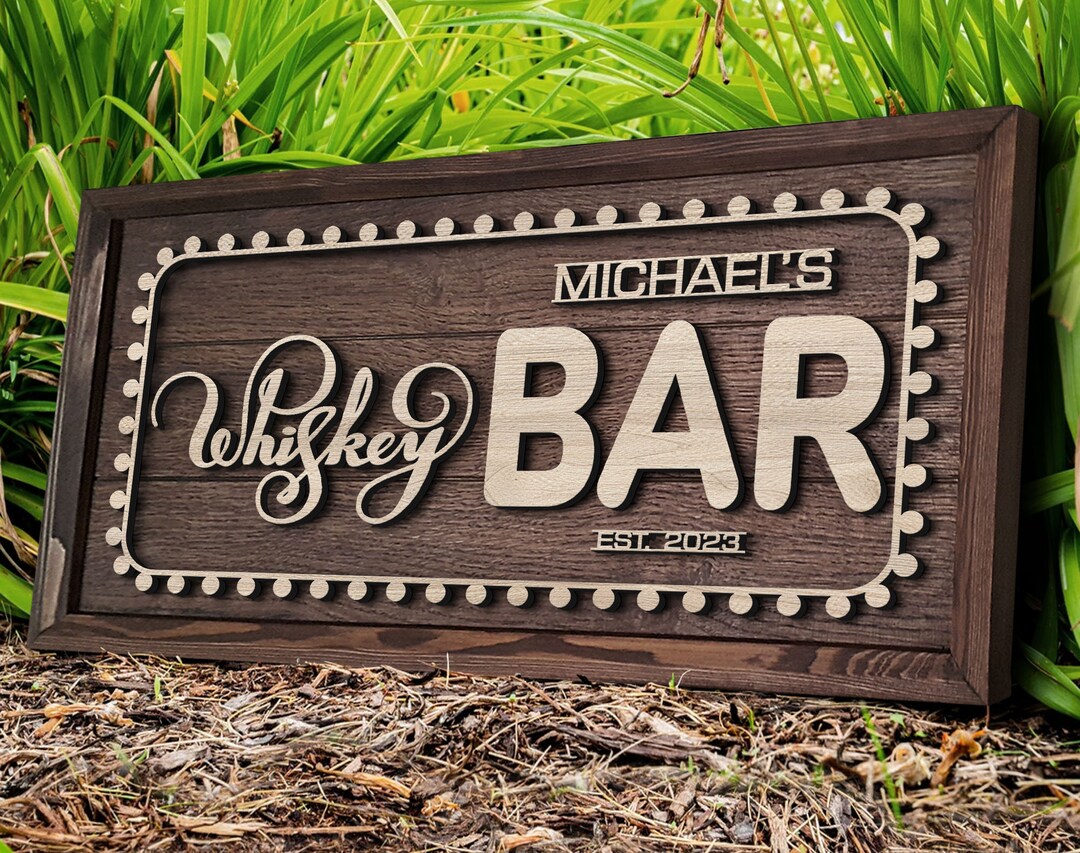 Personalized Handmade Oak Tree Bar Sign Custom Wood Bar Sign - Etsy