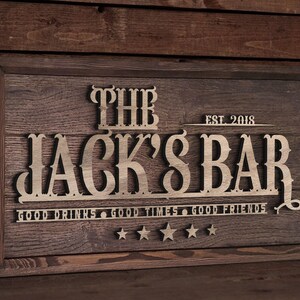 Personalized Handmade Oak Tree Bar Sign, Custom Wood Bar Sign, Bar and ...