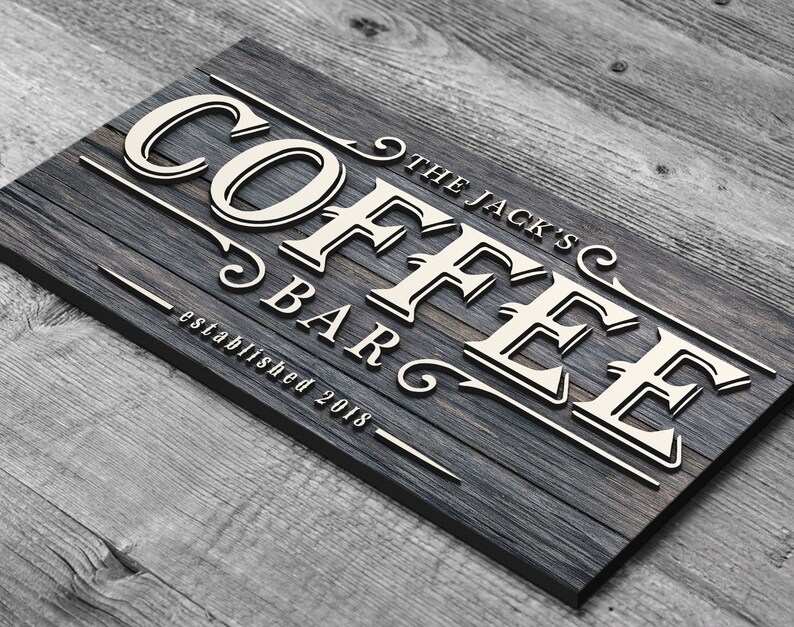 Personalized Coffee Bar Sign Wooden Sign Gift Custom Wood - Etsy