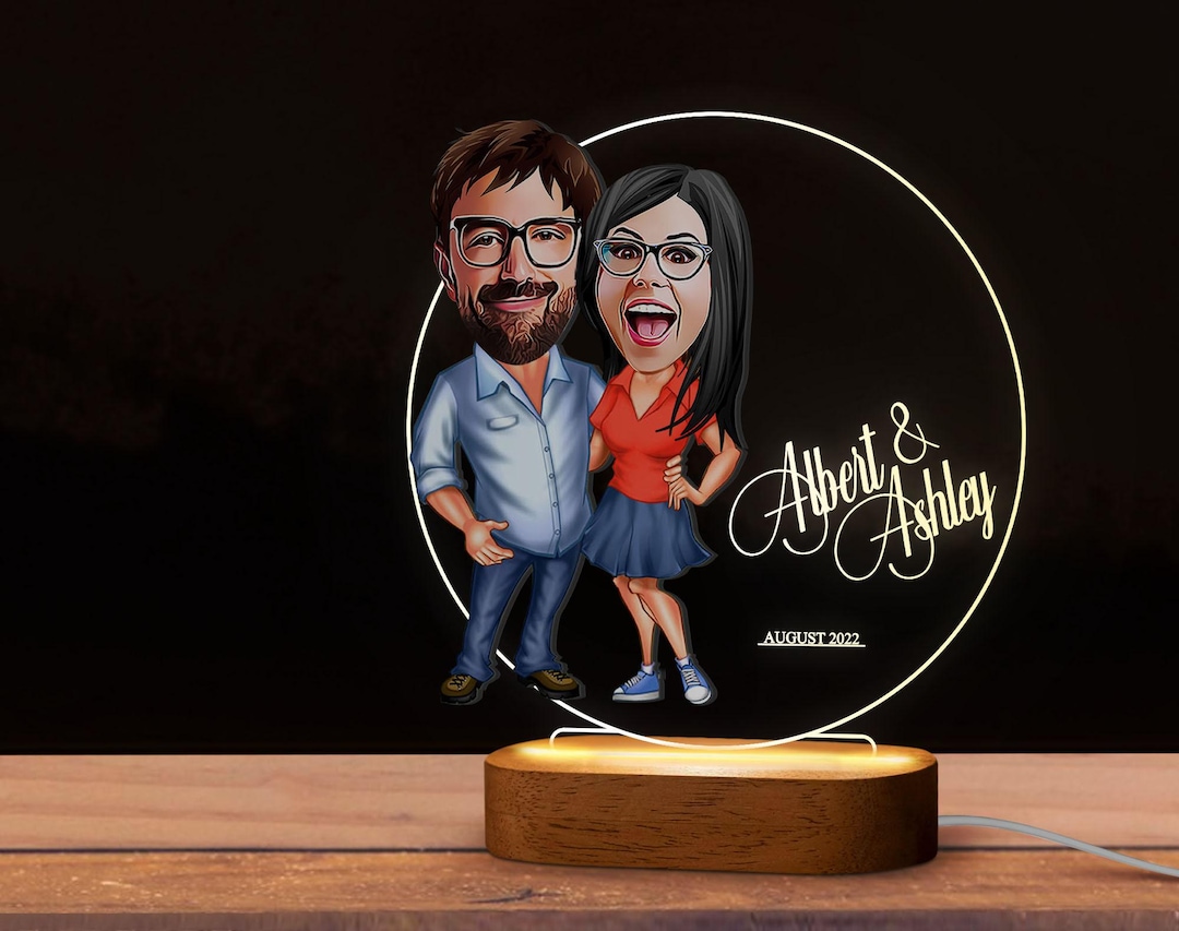 Custom LED Night Light Decor Prepared With a Special Cartoon Drawing ...