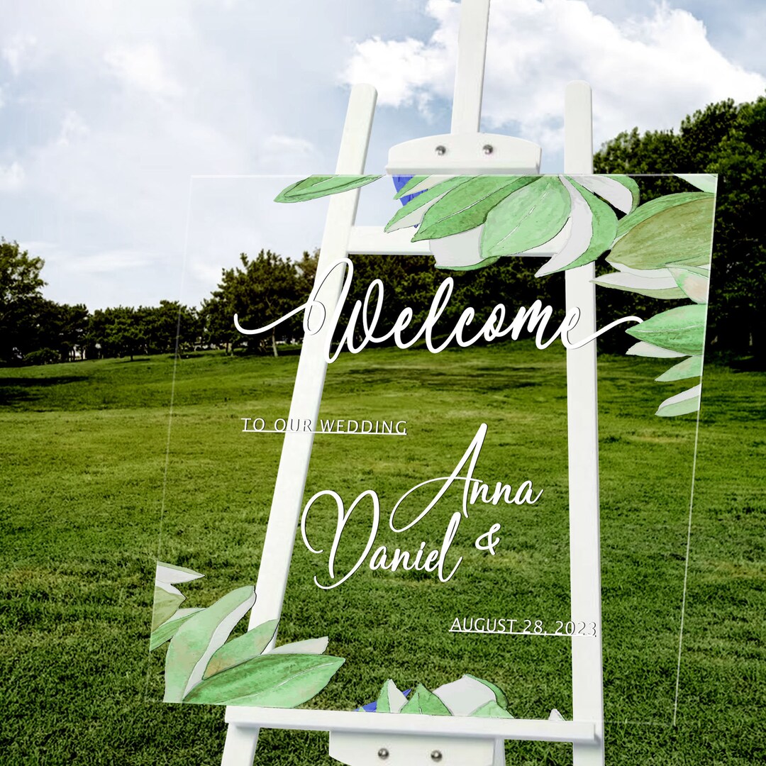 Personalised Clear Acrylic Welcome Wedding Sign, Modern Welcome Sign ...