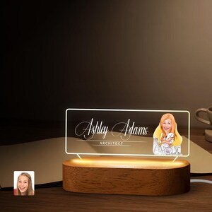 Personalized Cartoon LED Light Architect Name Plate With Natural Wood ...