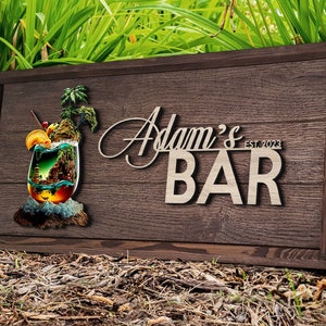 Personalized Handmade Oak Tree Bar Sign Custom Wood Bar Sign - Etsy