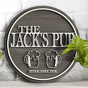 Personalized Bar Sign, Round Wooden Sign, Custom Wood Sign, Home Bar ...