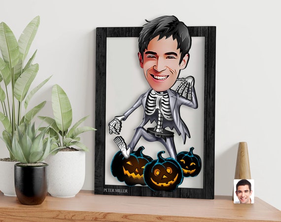 Customizable 3D Wooden Cartooned Halloween Skeleton Man - Etsy