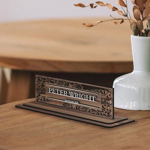 Personalized Handmade 3D Wooden Name Plate, Custom Laser Cut Table Name ...