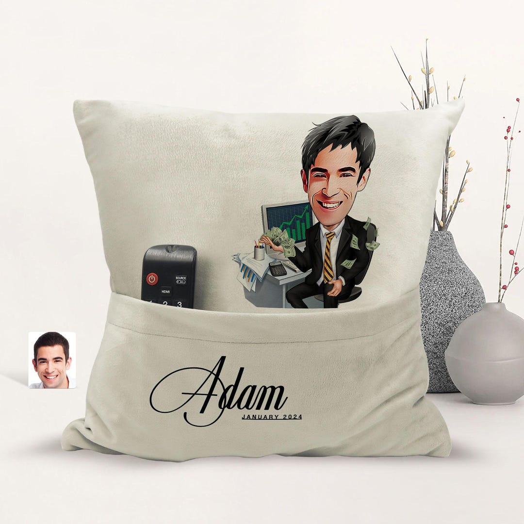 Personalized Boss Cartoon Pillow With Pockets, Custom Fluffy Pillow ...