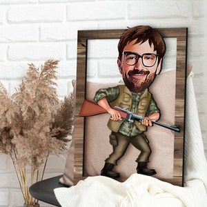 Personalized 3D Wooden Cartooned Hunter Wall Art, Custom Huntsman ...
