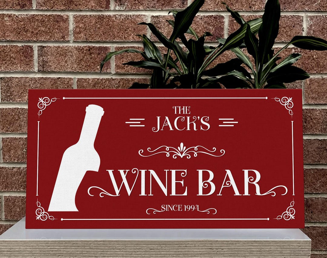 Personalized Canvas Wine Bar Sign, Custom Canvas Wine Bar Frame, Wine ...