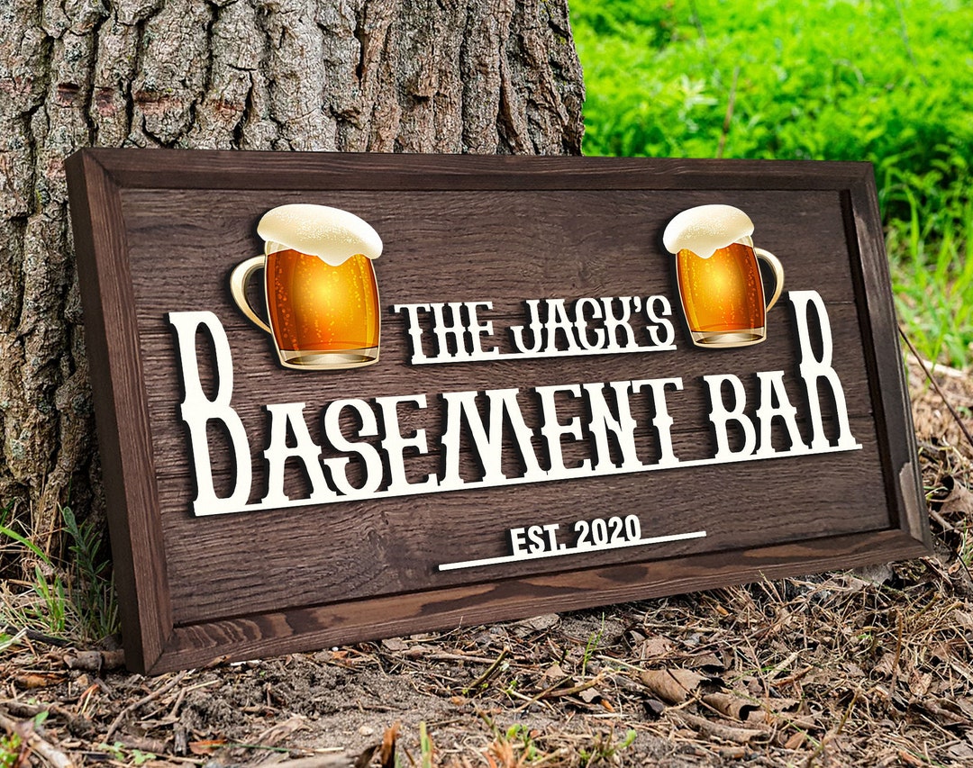 Personalized Handmade Oak Tree Bar Sign Custom Wood Bar Sign - Etsy
