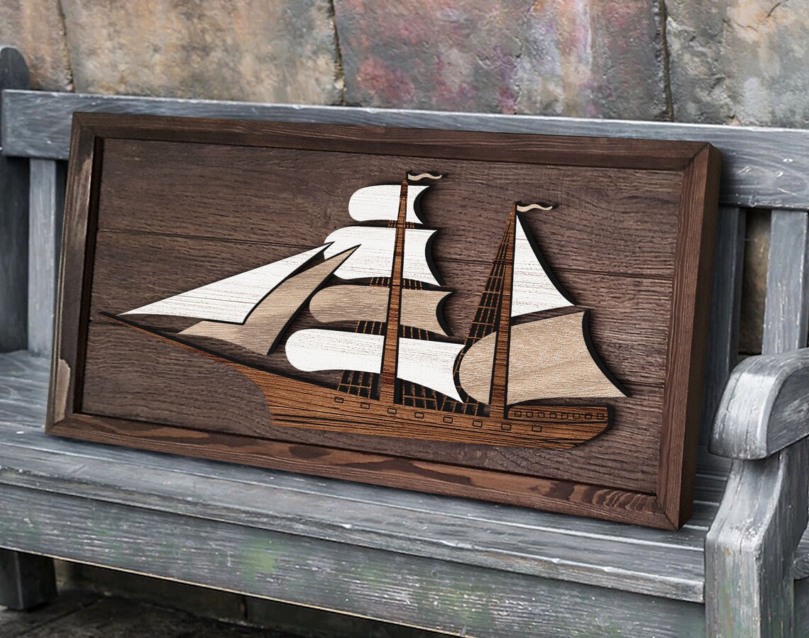 Handmade Oak Tree Sailboat Wood Painting Custom Wood Wall - Etsy