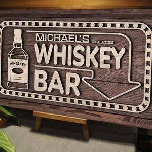 Personalized Handmade Oak Tree Bar Sign, Custom Wood Bar Sign, Bar and ...
