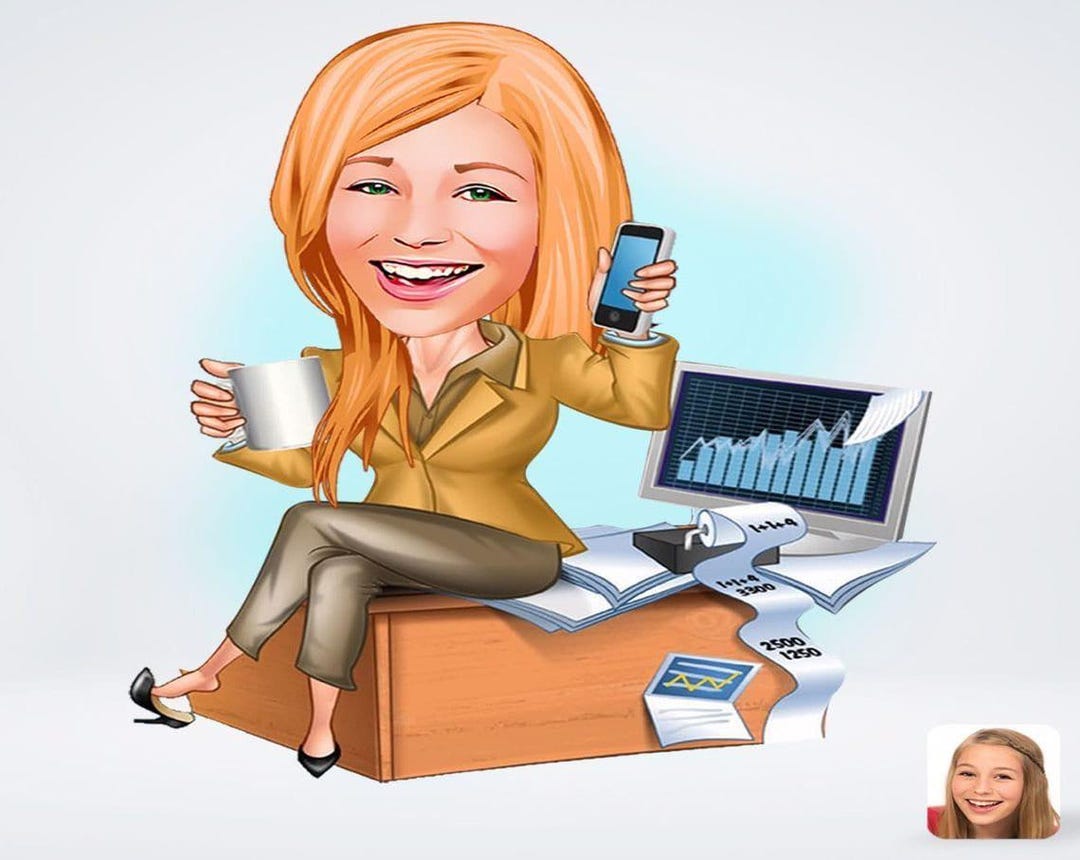 Personalized Woman Accountant Drawing / Woman Accountant Cartoon ...