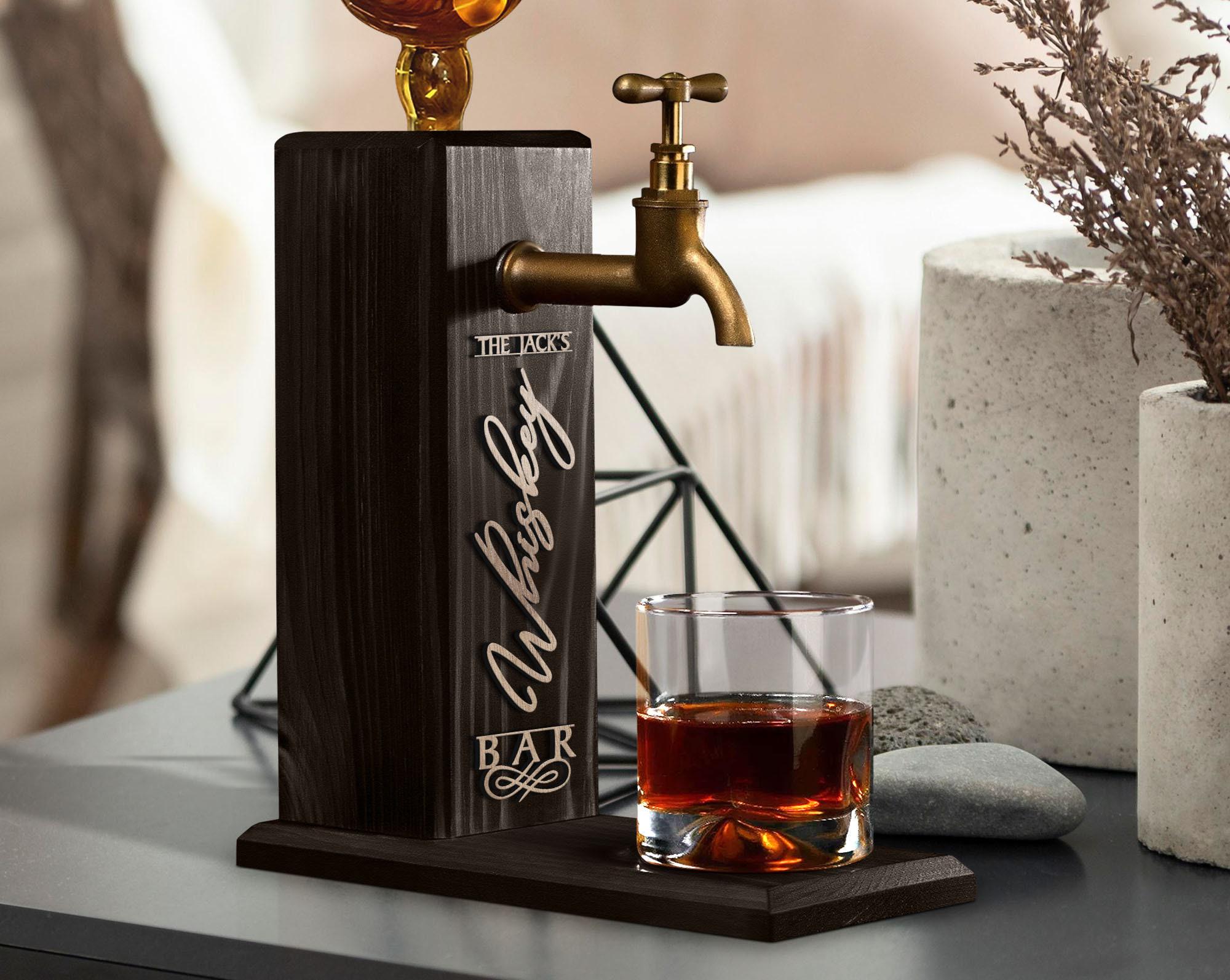 Personalized Embossed Name Wooden Whiskey Dispenser, Wood Dispenser ...