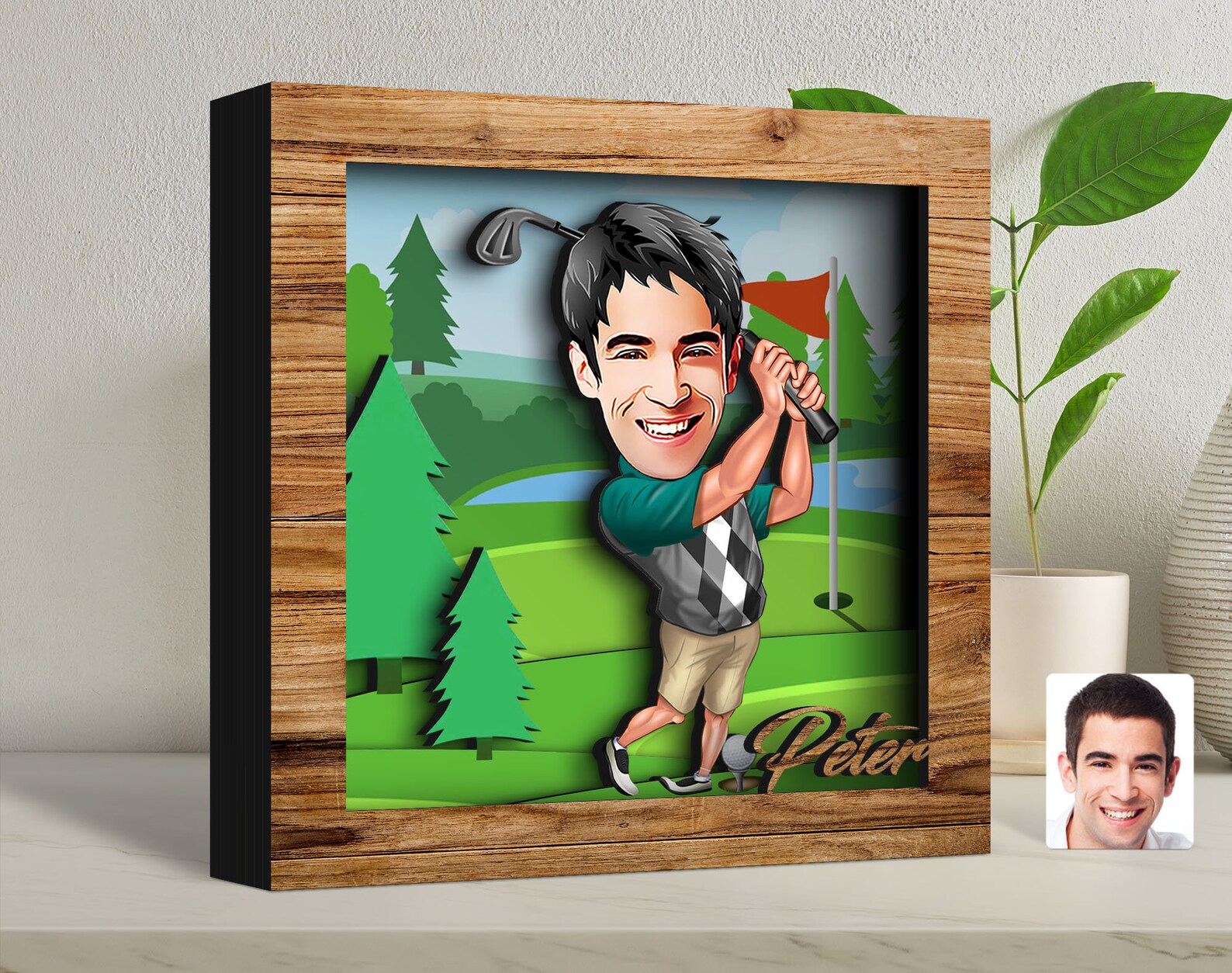 Personalized Golfer 3D Handcrafted Seven Layered Wooden Shadow - Etsy