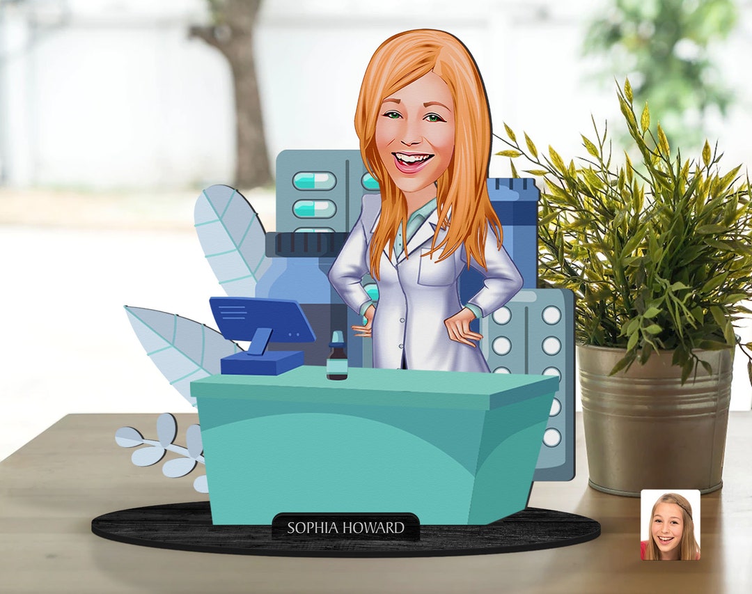 Personalized 3D Wooden Cartooned Pharmacist Figurine Trinket - Etsy