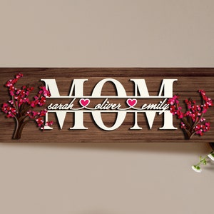 Personalized Embossed Wood Mom Sign, Gift for Mom, Custom Gift for Mom ...