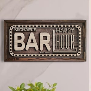 Personalized Handmade Oak Tree Bar Sign Custom Wood Bar Sign - Etsy