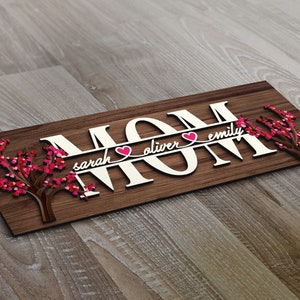 Personalized Embossed Wood Mom Sign, Gift for Mom, Custom Gift for Mom ...