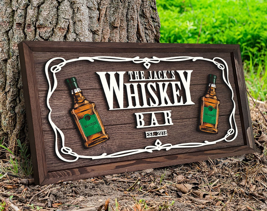 Personalized Handmade Oak Tree Bar Sign, Custom Wood Bar Sign, Bar and ...
