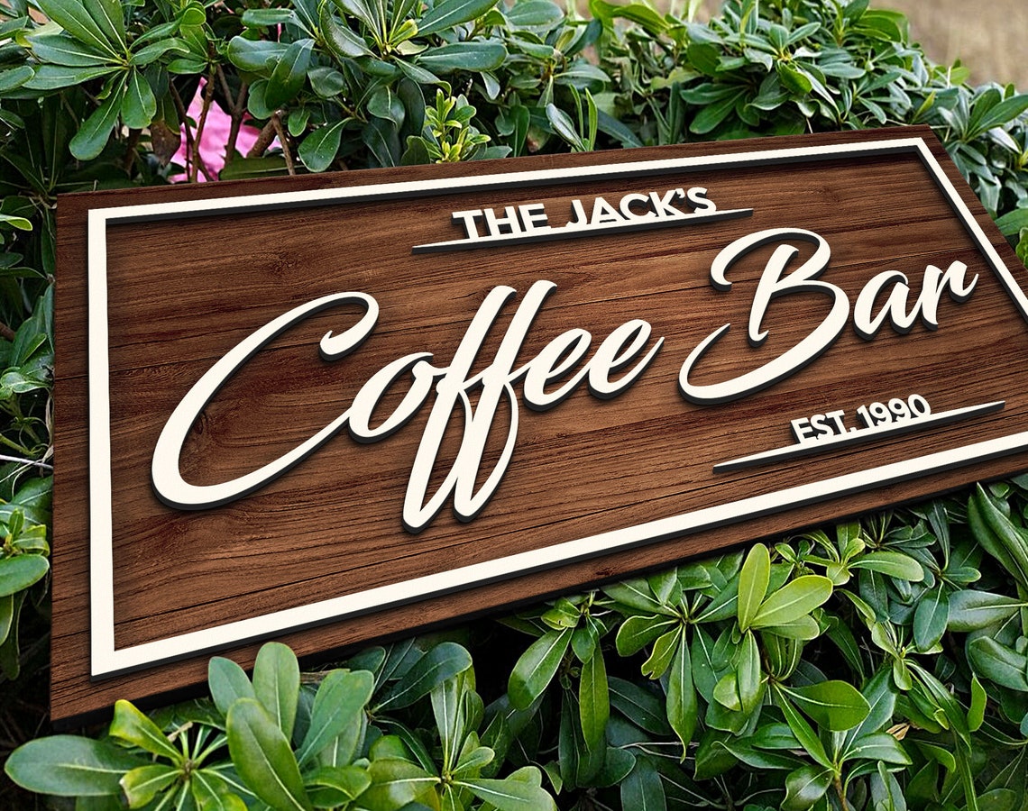 Personalized Coffee Bar Sign Wooden Sign Gift Custom Wood - Etsy
