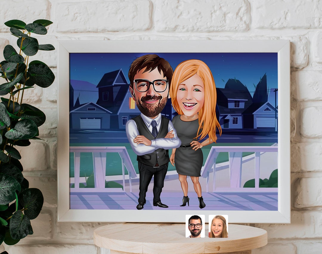 Personalized Cartoon Couple Drawing, Custom Cartoon Drawing, Cartoon ...