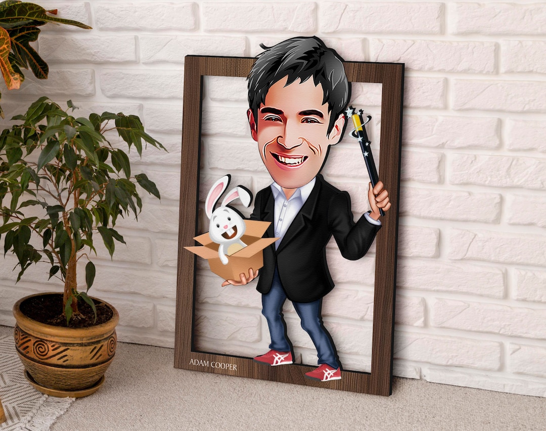 Personalized 3D Wooden Cartoon Illusionist Wall Art, Christmas Gift ...