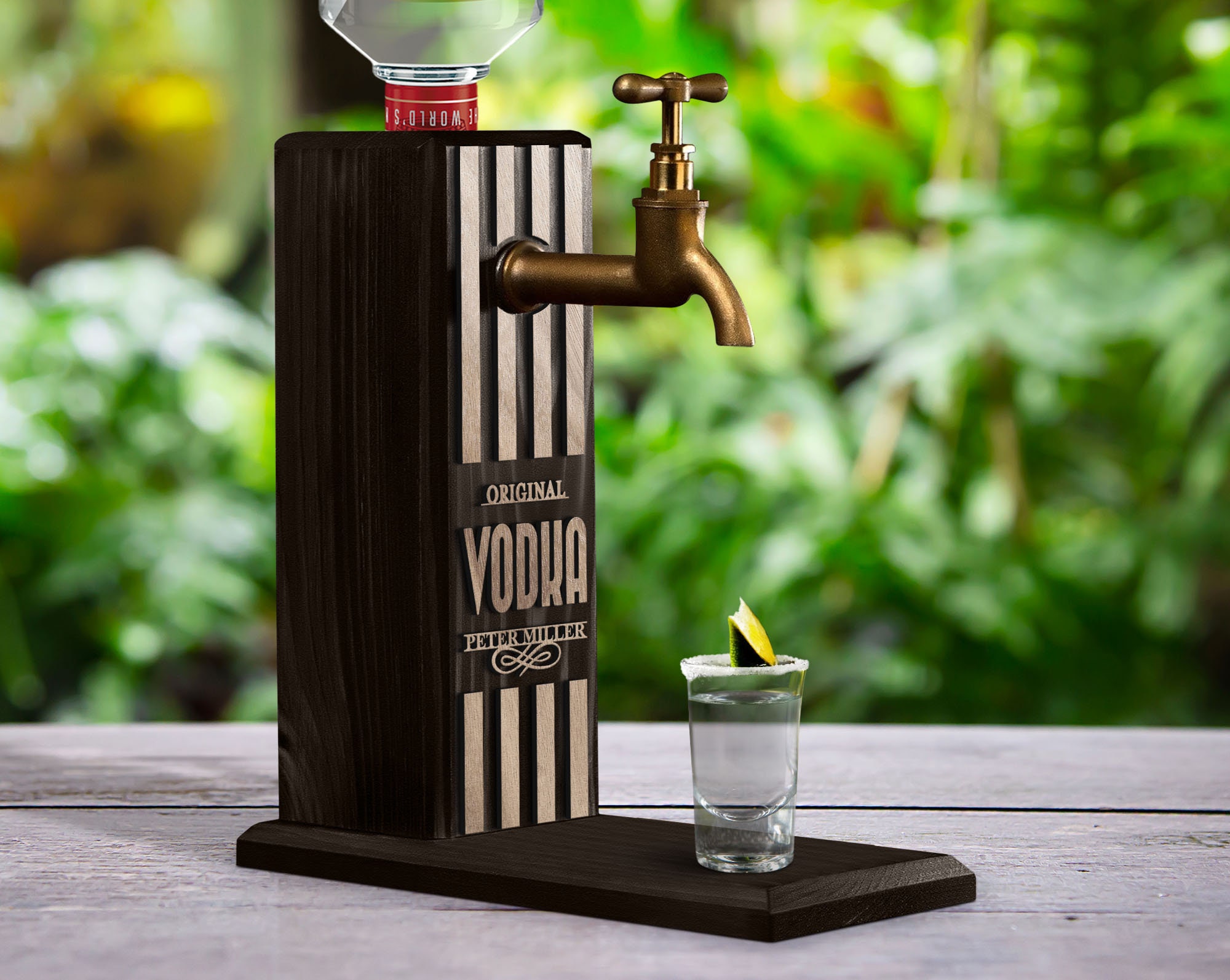 Personalized Embossed Name Wood Vodka Dispenser, Wine, Vodka, Whiskey ...