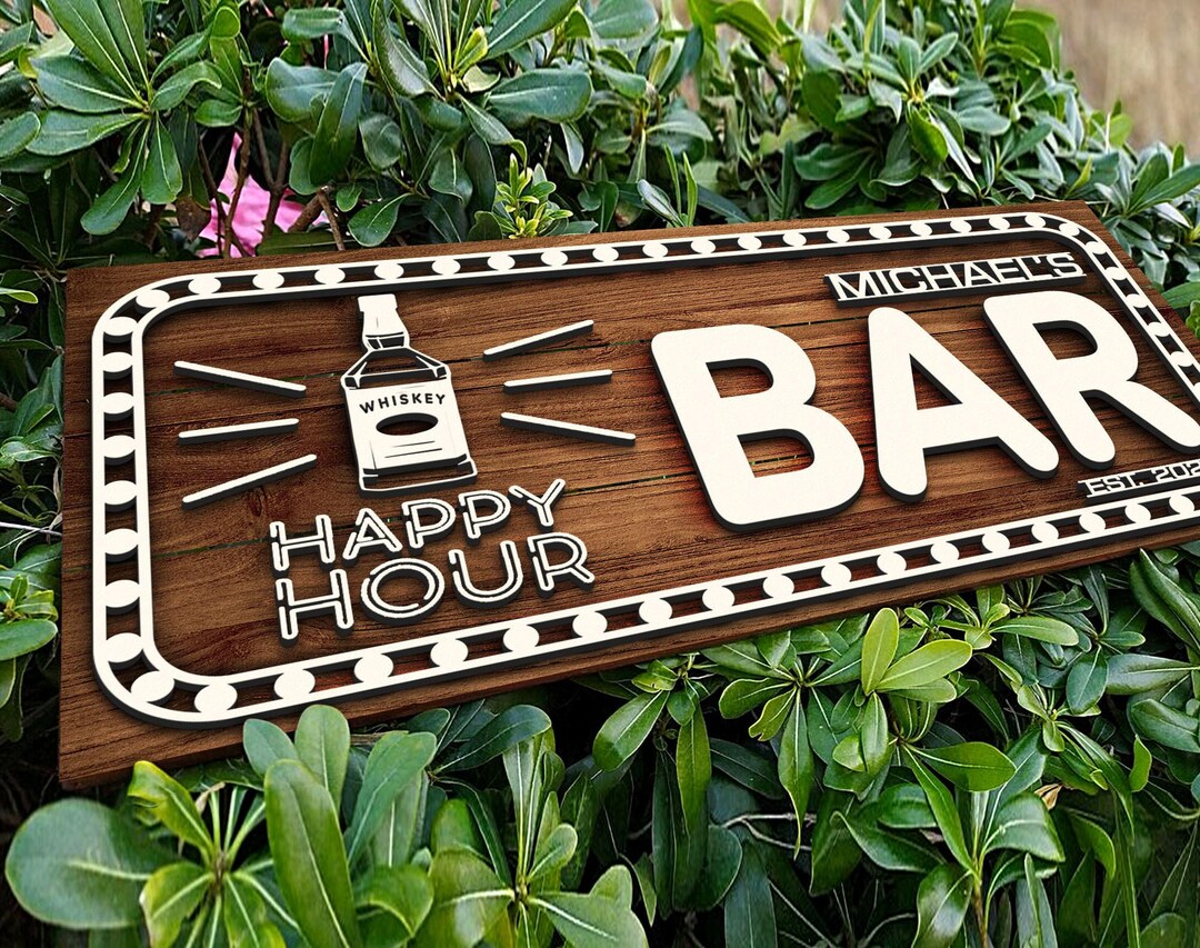 Custom Natural Wood Bar Sign, Personalized Pub Sign, Whiskey Bar Sign ...