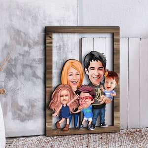Personalized 3D Wooden Cartooned Family Wall Art, Custom Cartoon ...