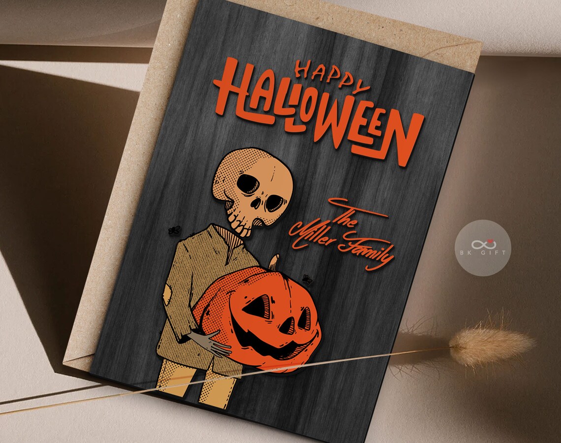 Personalized 3D Wooden Embossed Halloween Greeting Card Trick - Etsy