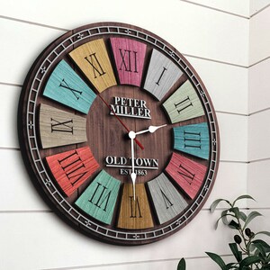Personalized Big 3D Wooden Wall Clock, Oversized Clock, Custom Large ...