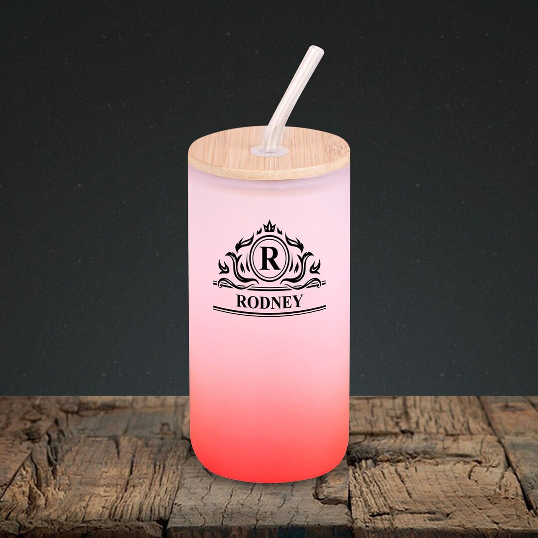 Personalized Named Frosted Glass Cup With Straw, Custom Water Glass ...