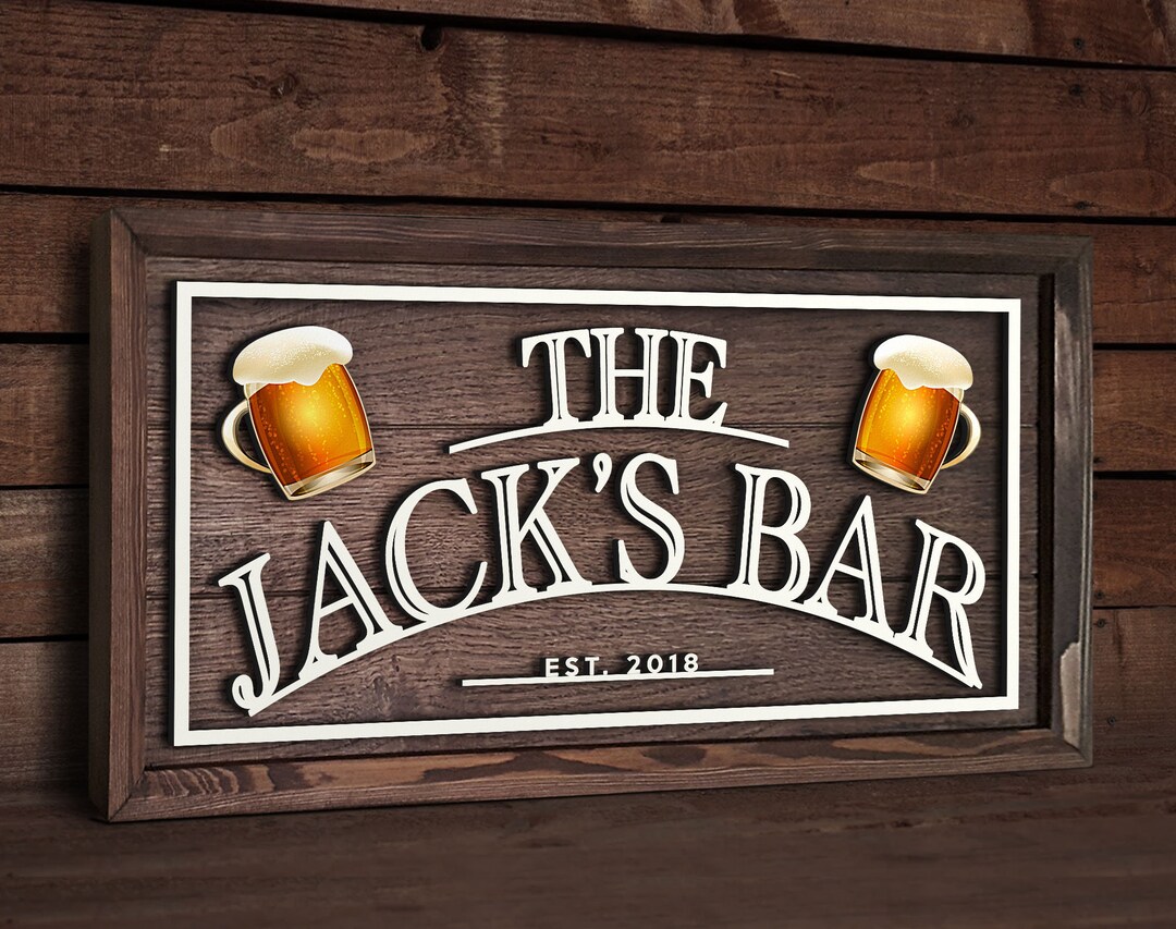 Personalized Handmade Oak Tree Bar Sign Custom Wood Bar Sign - Etsy