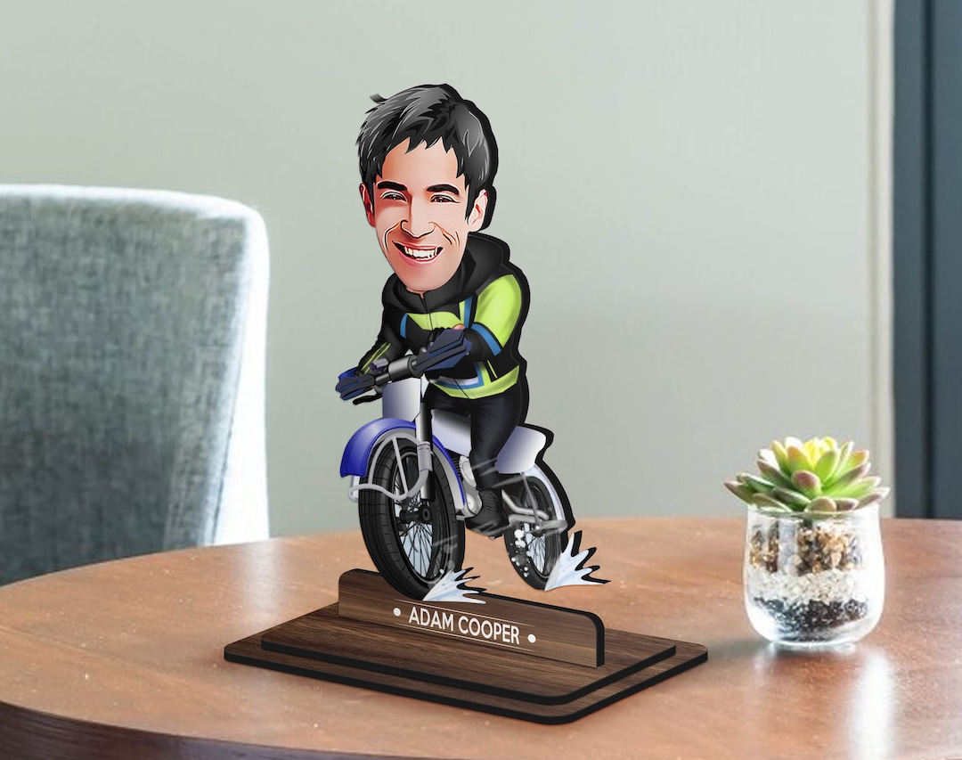 Personalized 3D Wooden Cartoon Motocross Figurine Trinket, Christmas ...