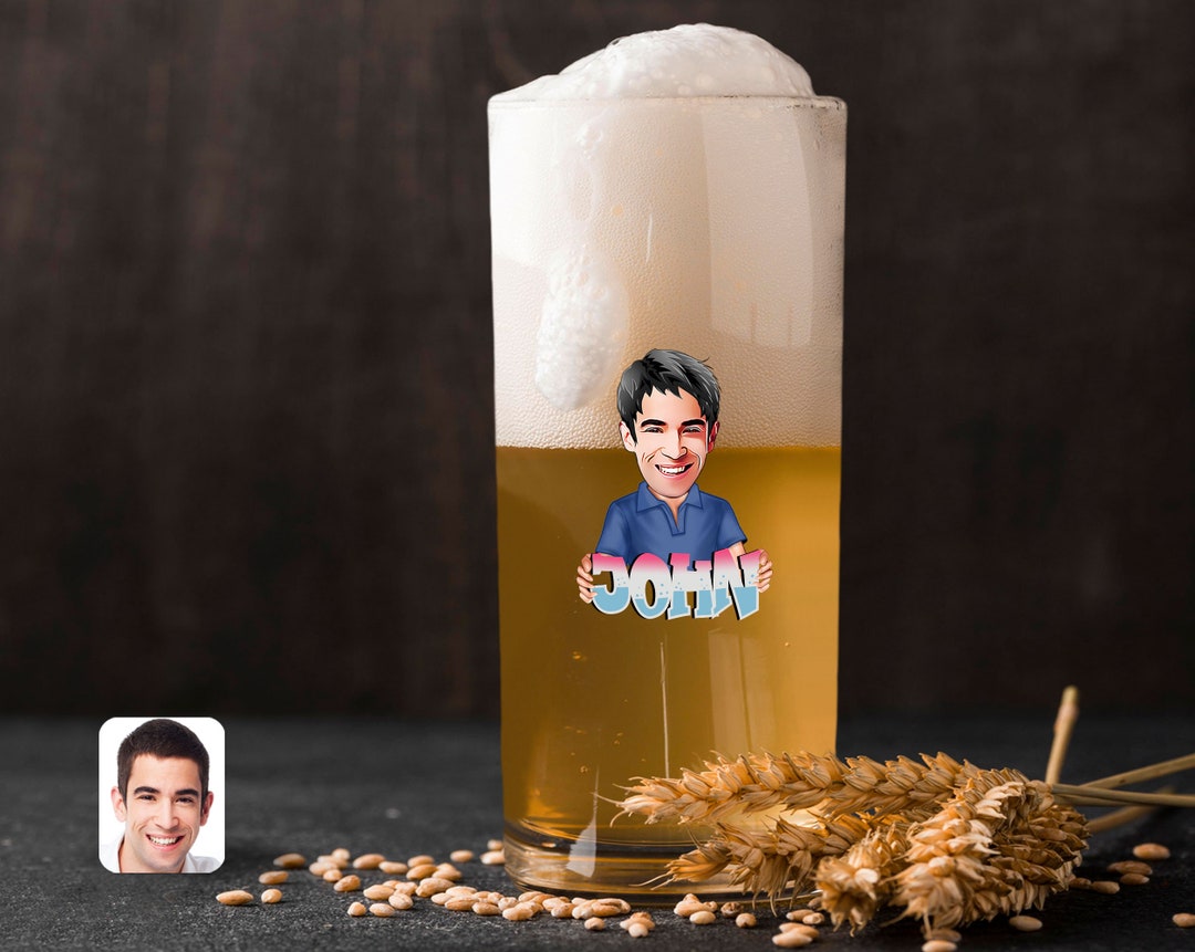 Personalized Couple Cartoon Colored Printed Beer Glass Personalized ...