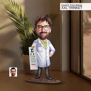Personalized 3D Wooden Cartoon Ophthalmologist Oversized Figurine ...