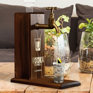 Natural Wood Gilded Mirror Vodka Dispenser, Alcoholic Drink Dispenser ...