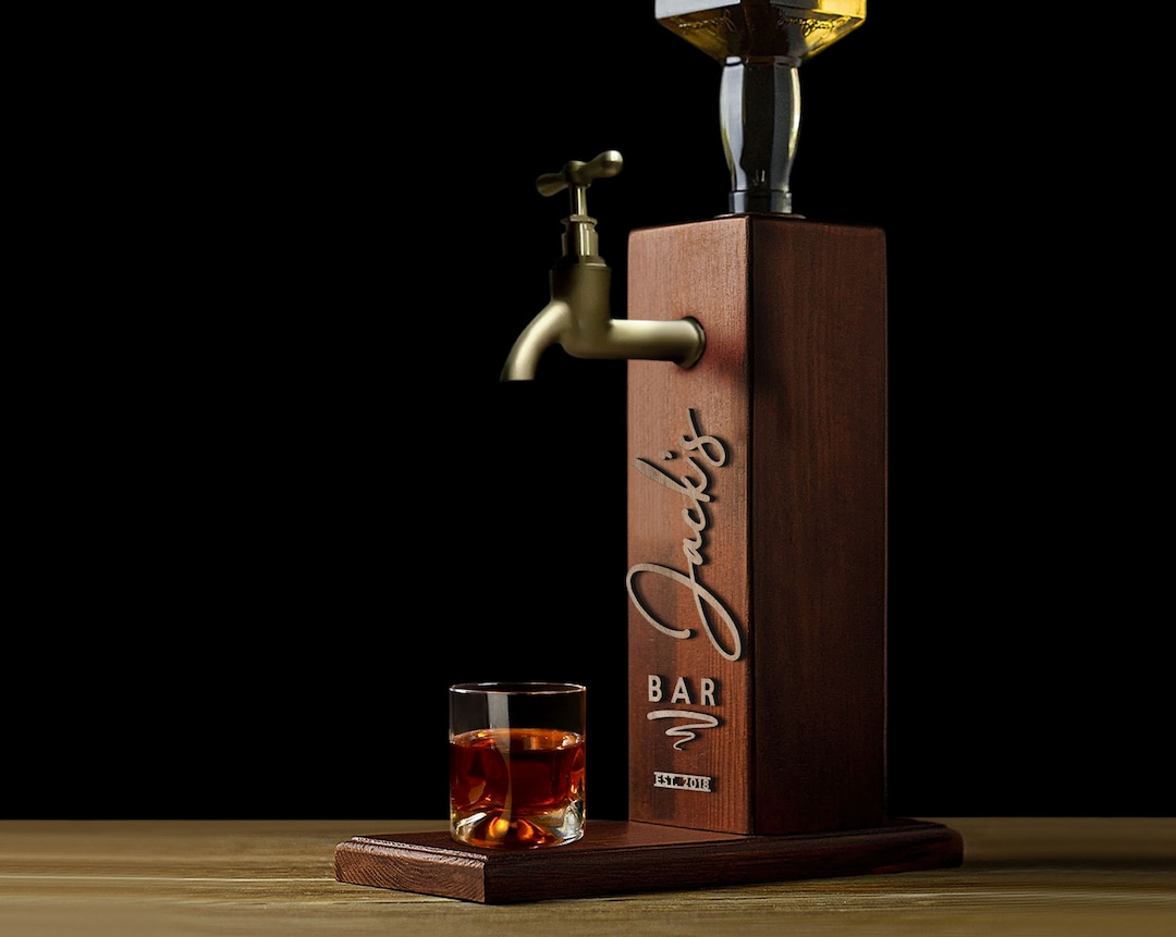 Personalized Embossed Named Wooden Whiskey Dispenser, Bar, Home Bar ...