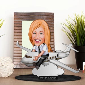 Personalized 3D Wooden Cartooned Captain Pilot Figurine Trinket, Custom ...