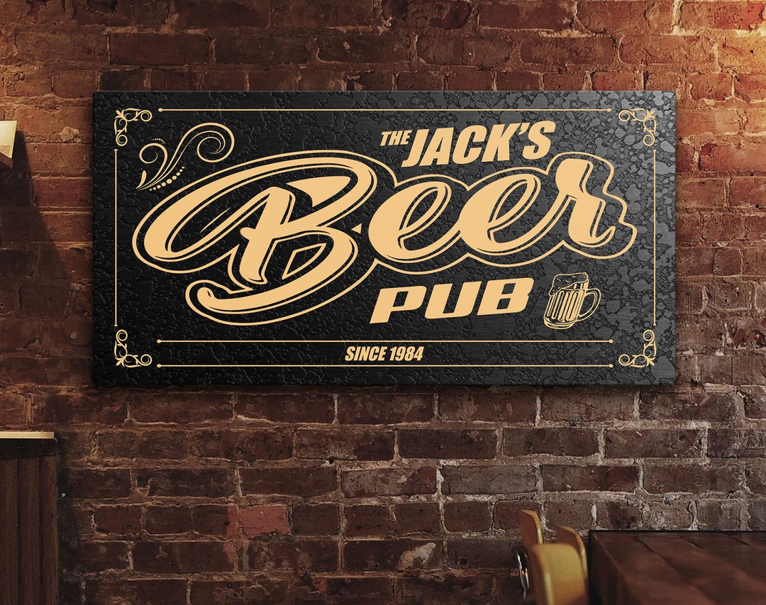 Personalized Canvas Bar Sign, Custom Canvas Bar Frame, Pub, Pub Shed ...