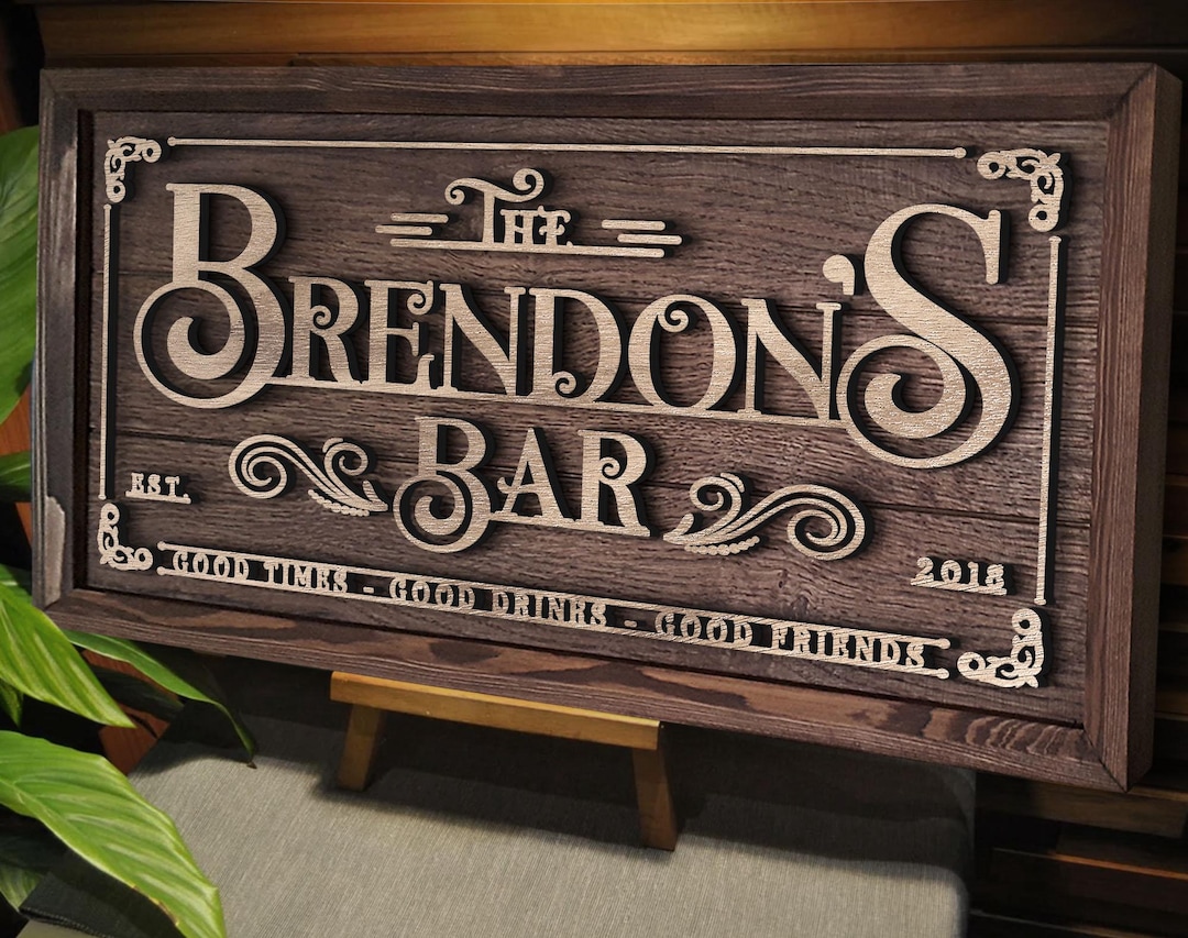 Personalized Handmade Oak Tree Bar Sign, Custom Wood Bar Sign, Bar and ...