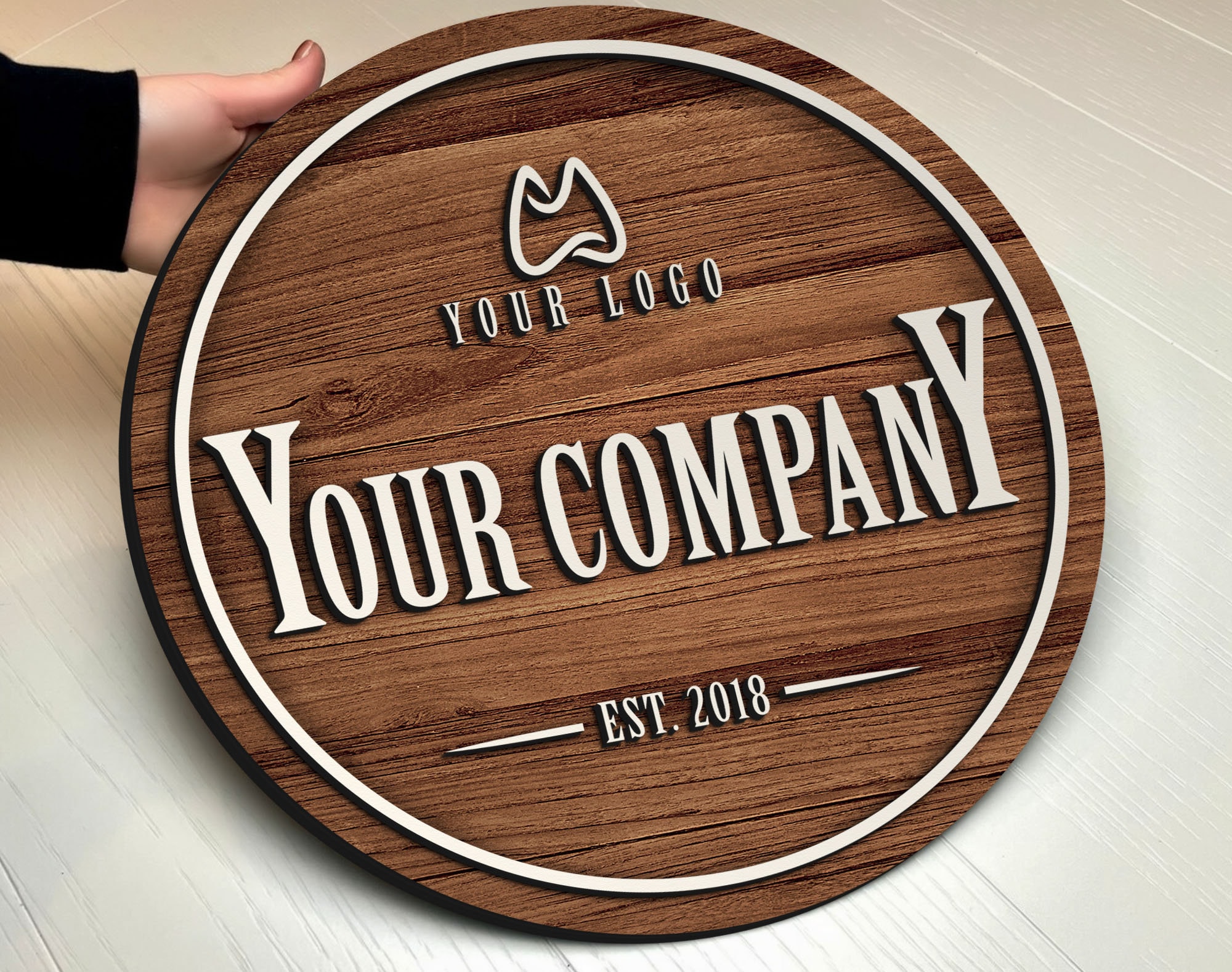 Personalized Wooden Logo Sign Wooden Round Sign Custom Wood - Etsy Canada