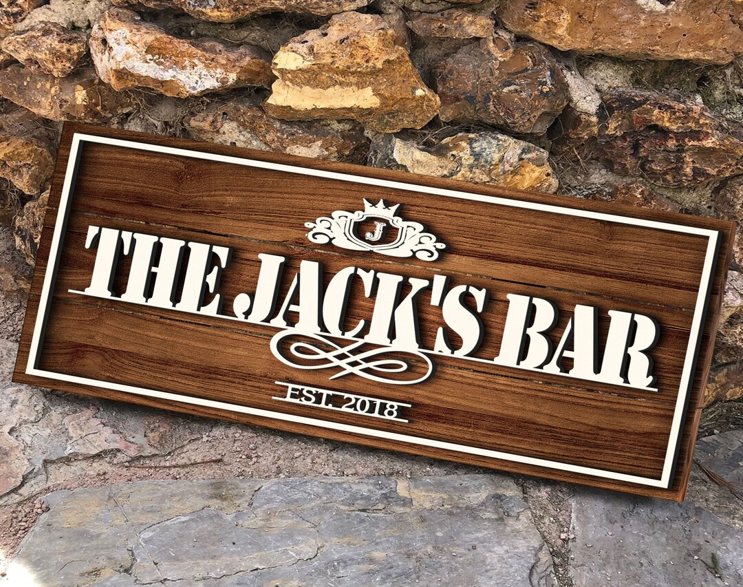 Custom Natural Wood Bar Sign, Personalized Pub Sign, Whiskey Bar Sign ...