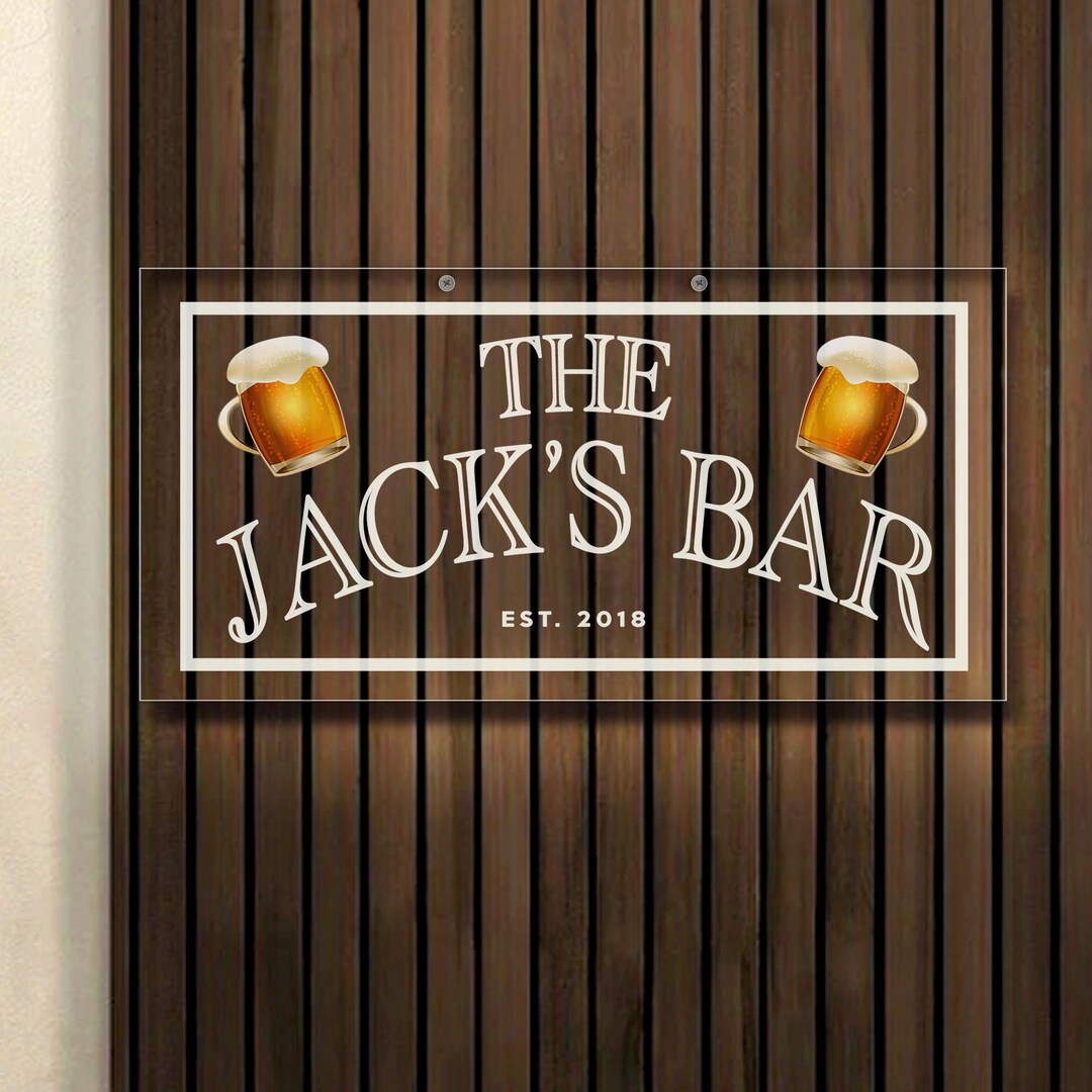 Personalized Clear Acrylic Bar Sign, Custom Bar Sign, Beer Pub, Man ...
