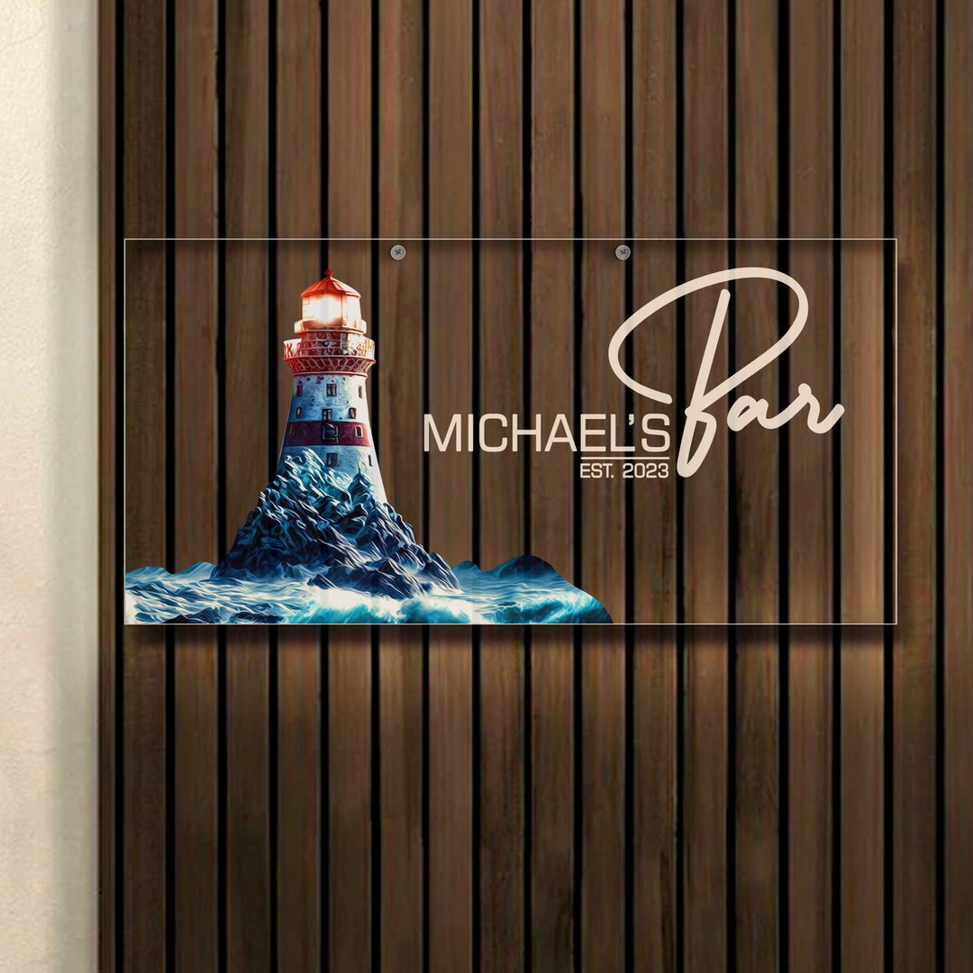 Personalized Clear Acrylic Bar Sign, Custom Bar Sign, Beer Pub, Man ...