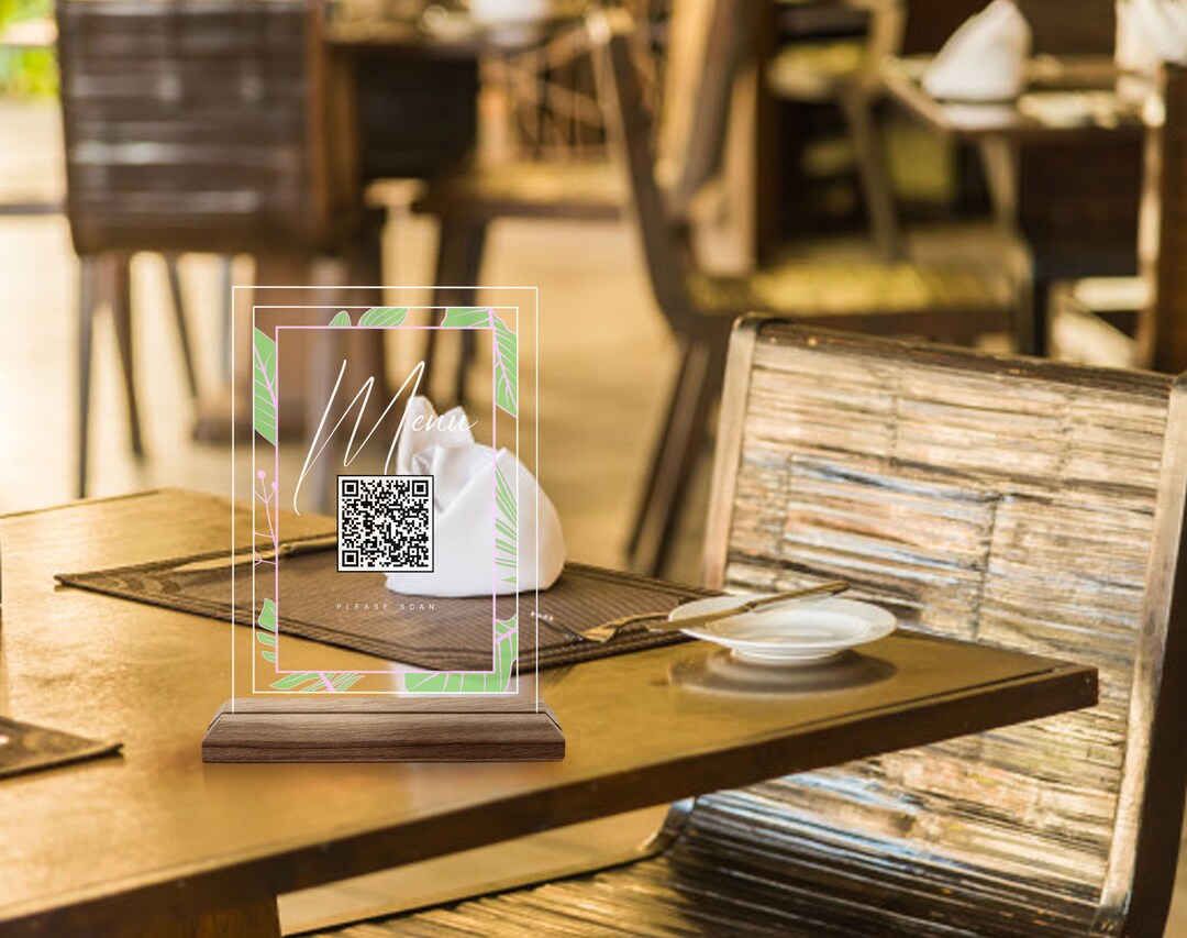 Custom Made QR Code Menu Sign, Custom Natural Wood and Acrylic ...