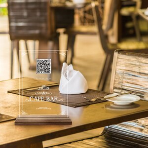 Custom Made QR Code Menu Sign, Custom Natural Wood and Acrylic Bar and ...