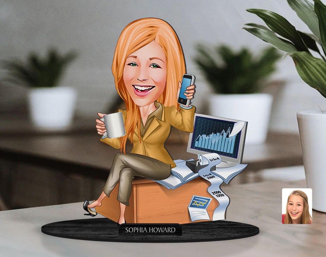 Personalized 3D Wooden Cartooned Accountant Figurine Trinket, Custom ...